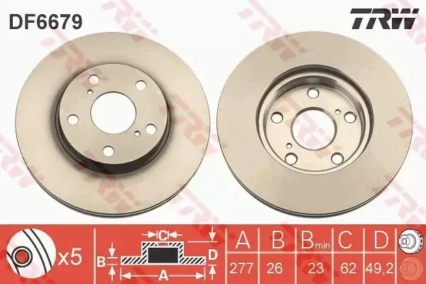 2*DF6679 + GDB3598 - TRW TARCZE+KLOCKI PRZÓD TOYOTA AURIS COROLLA E18 ...